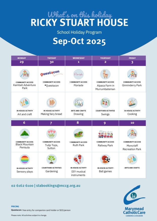 Ricky Stuart House, School Holiday Program for 5 – 12 years old ...